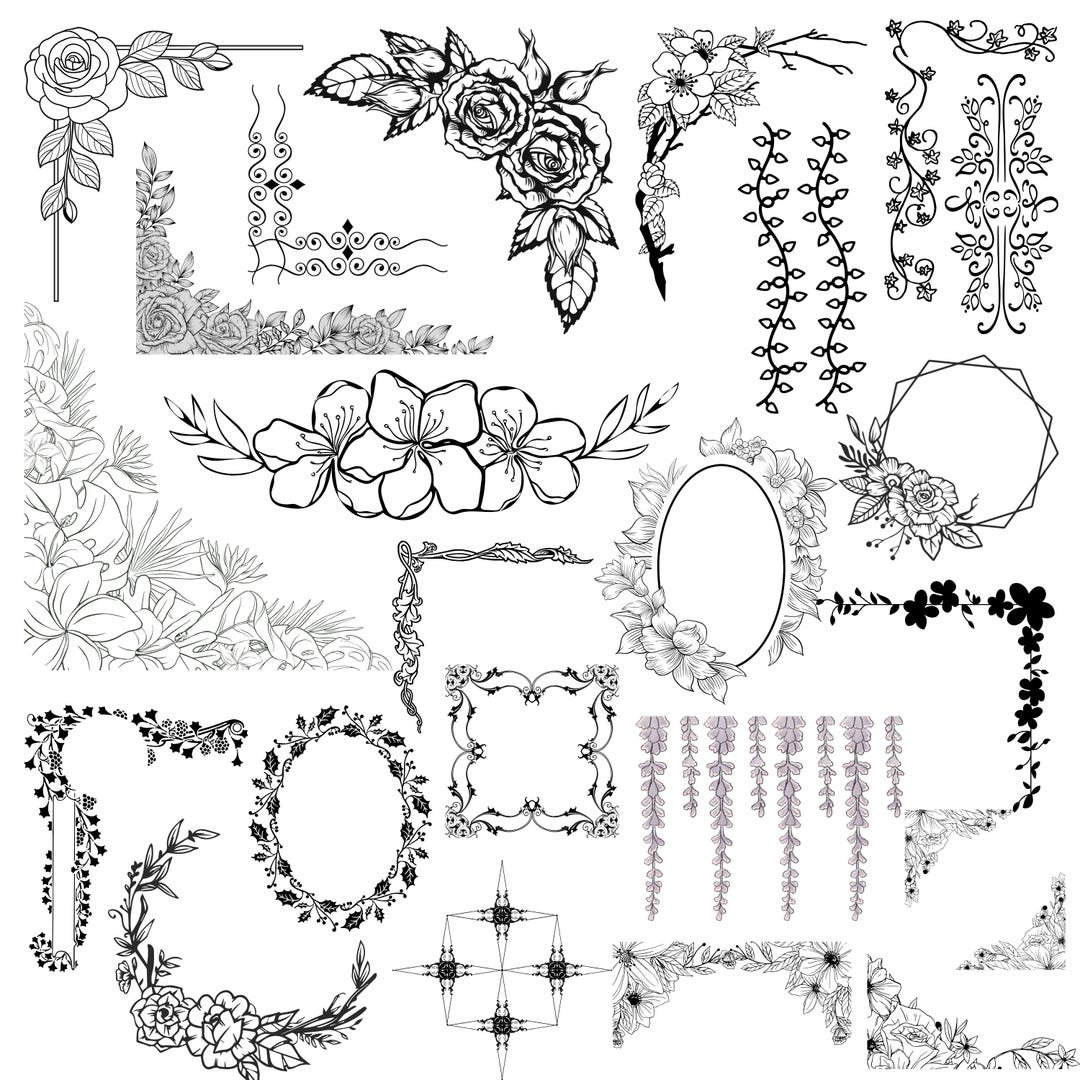 Floral Corner PNG Bundle | Frame Border Cut Files : ( Digital Download ...