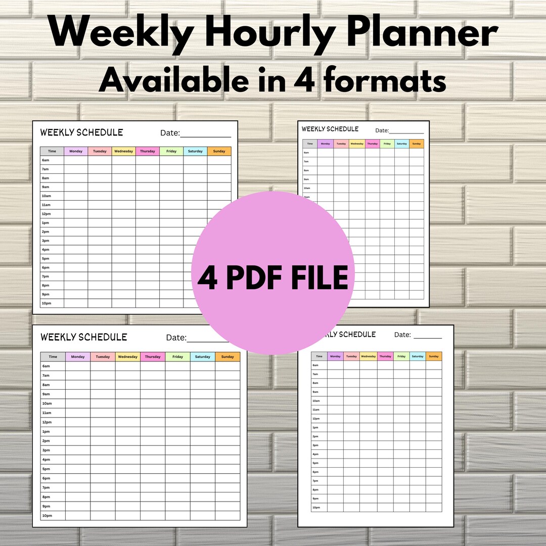 Weekly Hourly Planner Printable Template PDF : ( Digital Download) - Etsy