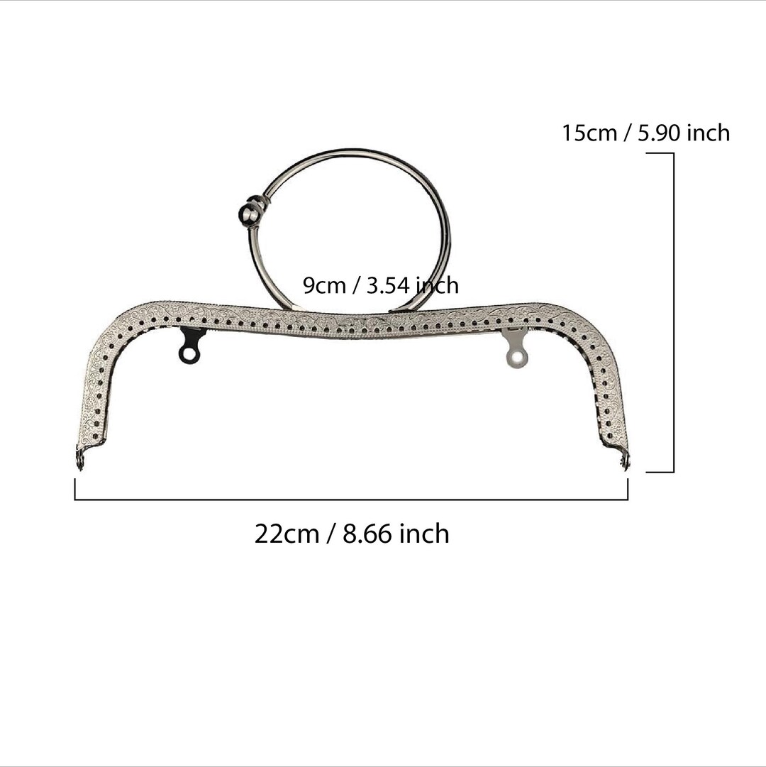 Round Metal Handle Purse Frame 22 Cm Clip for DIY Crochet and Raffia ...