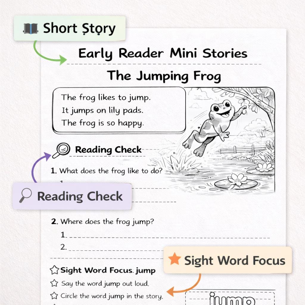 Early Reader Mini Stories, Sight Word Practice (PDF) - Etsy