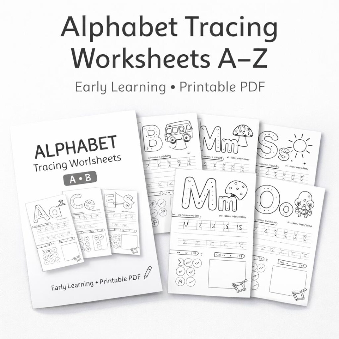 Alphabet Tracing Worksheets A–Z for Preschool Kindergarten, Uppercase ...