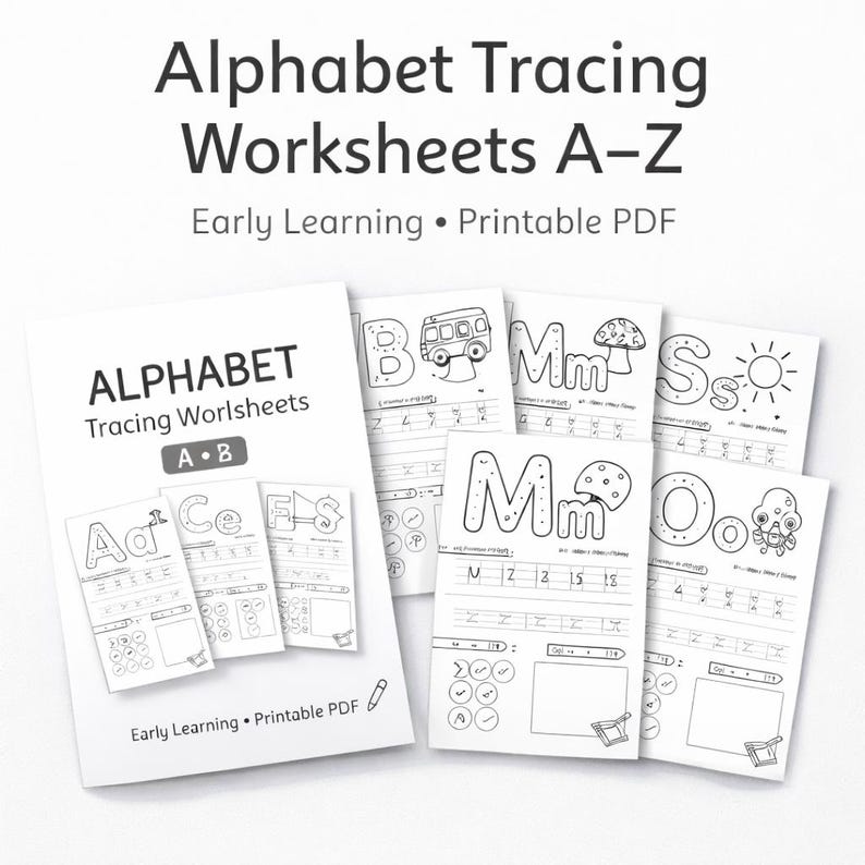 Alphabet Tracing Worksheets A–Z for Preschool Kindergarten, Uppercase ...