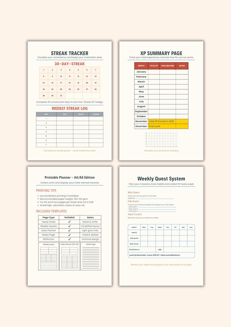 2026 Gamified Life Planner | Printable Planner | A4 A5 Digital Download ...