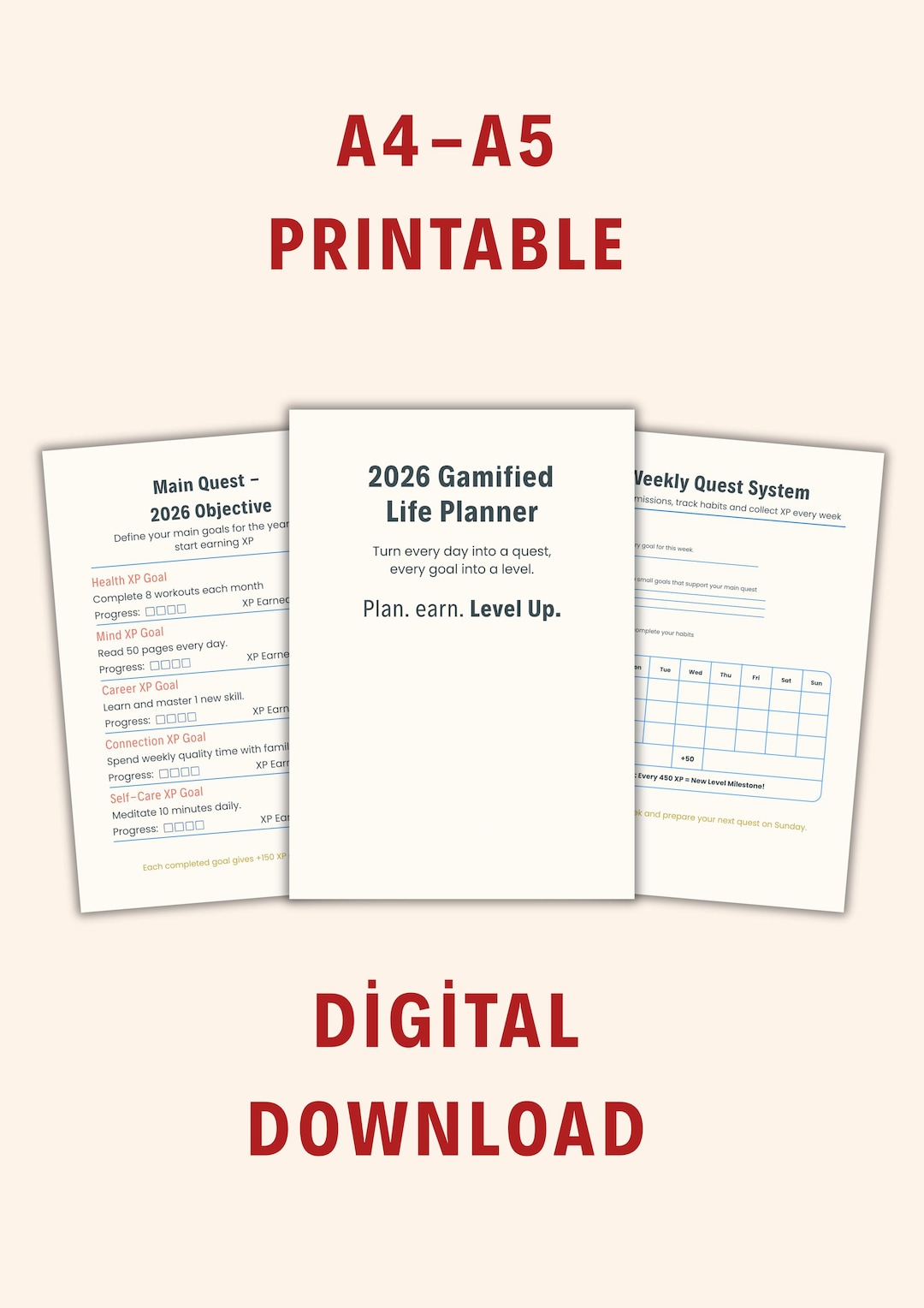 2026 Gamified Life Planner | Printable Planner | A4 A5 Digital Download ...