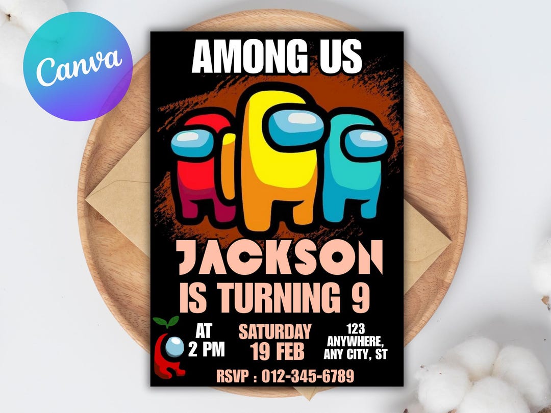 Among Us Invitation Birthday Invitation | Kids Birthday Invitation ...