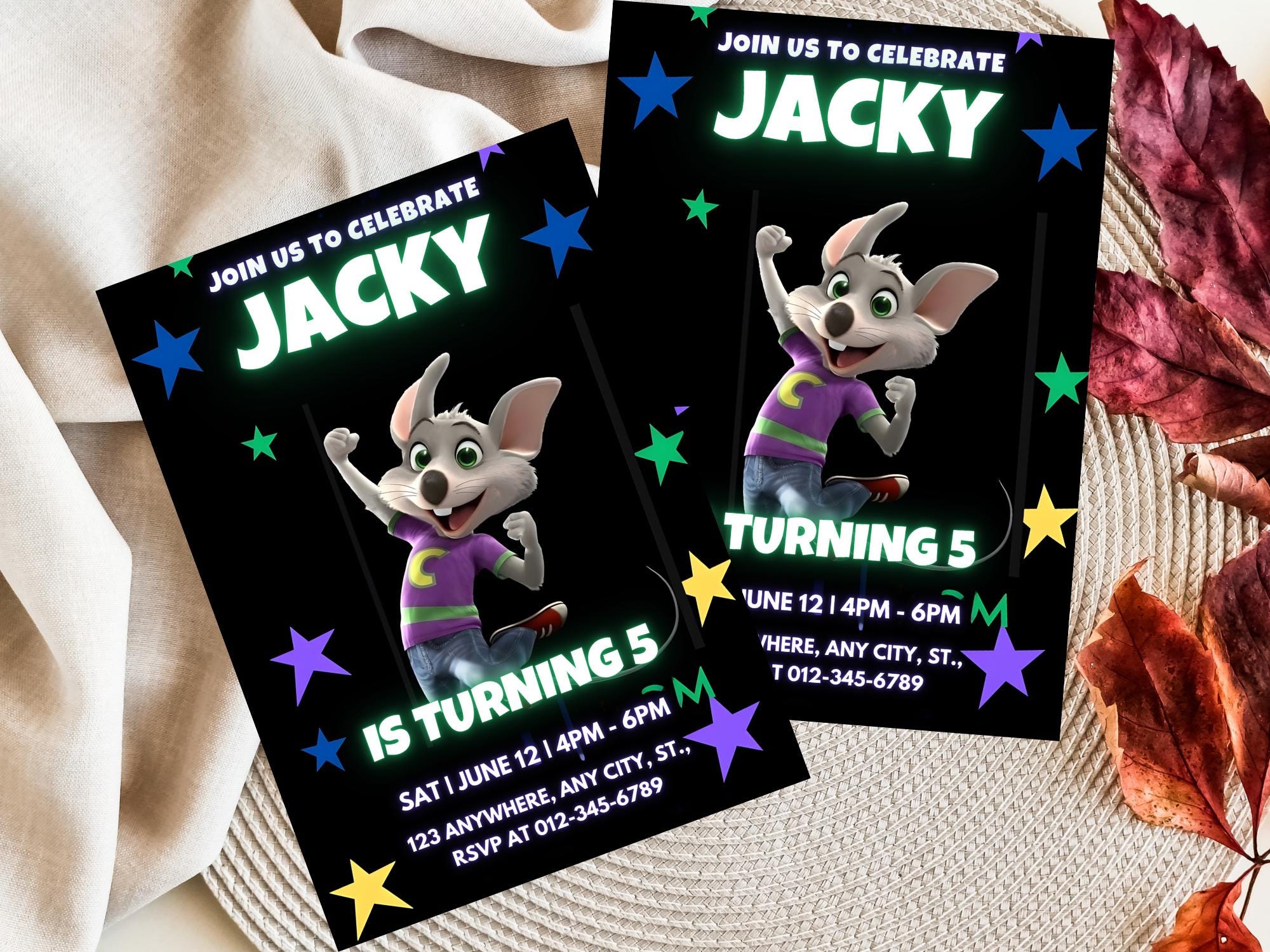 Chuck E Cheese Birthday Invitation | Editable Kids Party Invite | Game ...