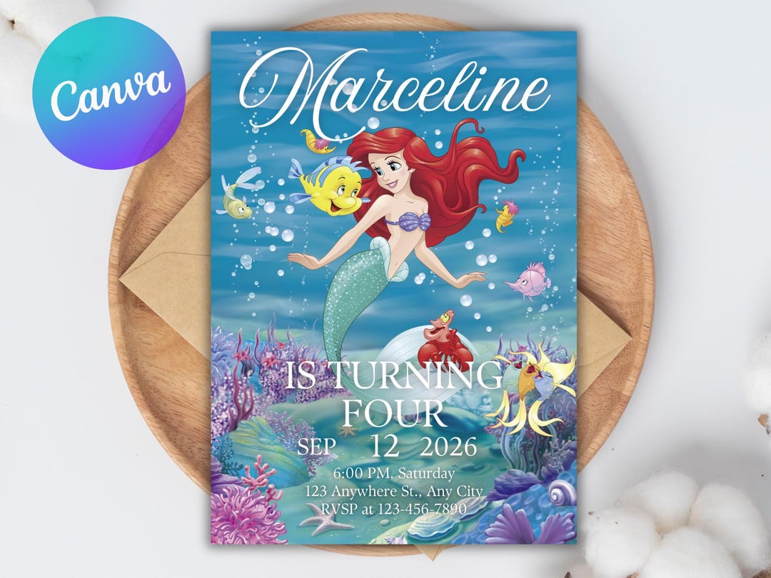 Little Mermaid Birthday Invitation (digital Download) – Ariel Party ...