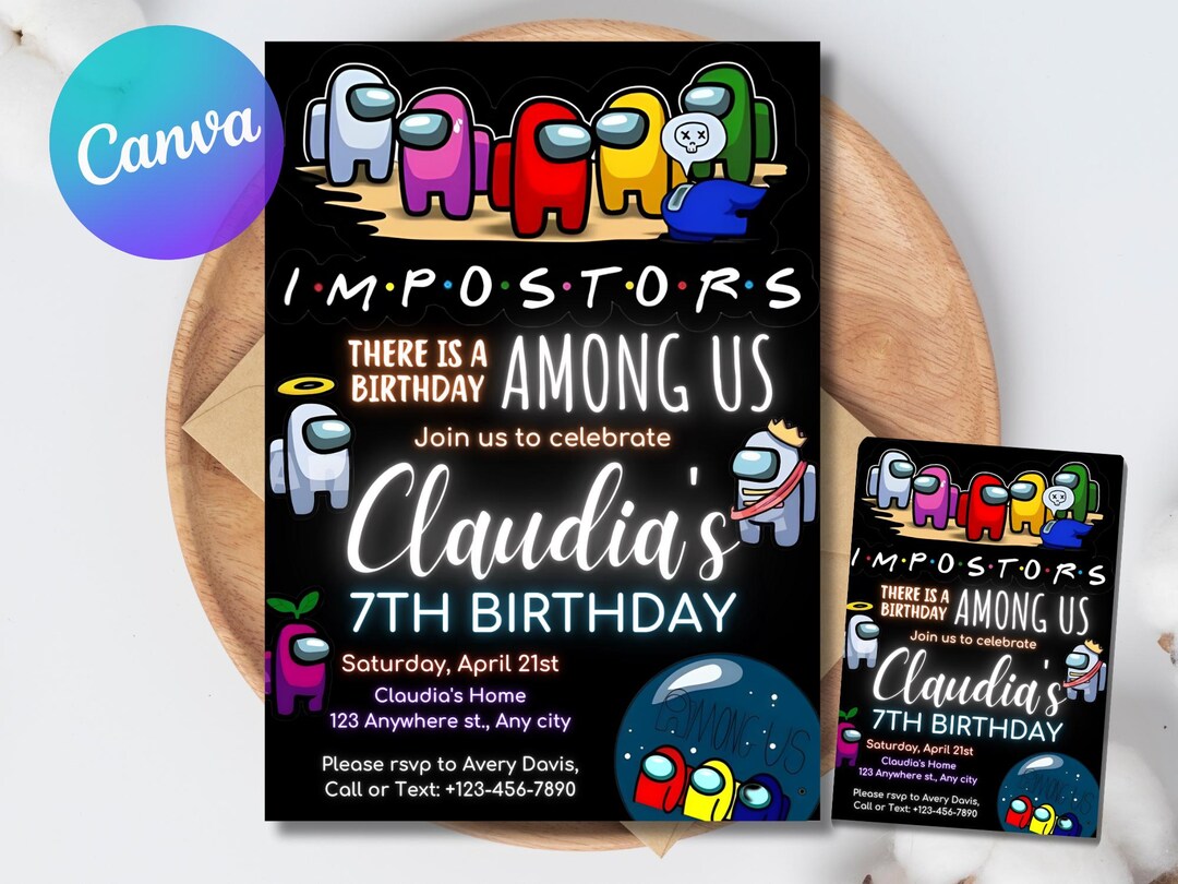 Among Us Invitation Birthday Invitation | Kids Birthday Invitation ...