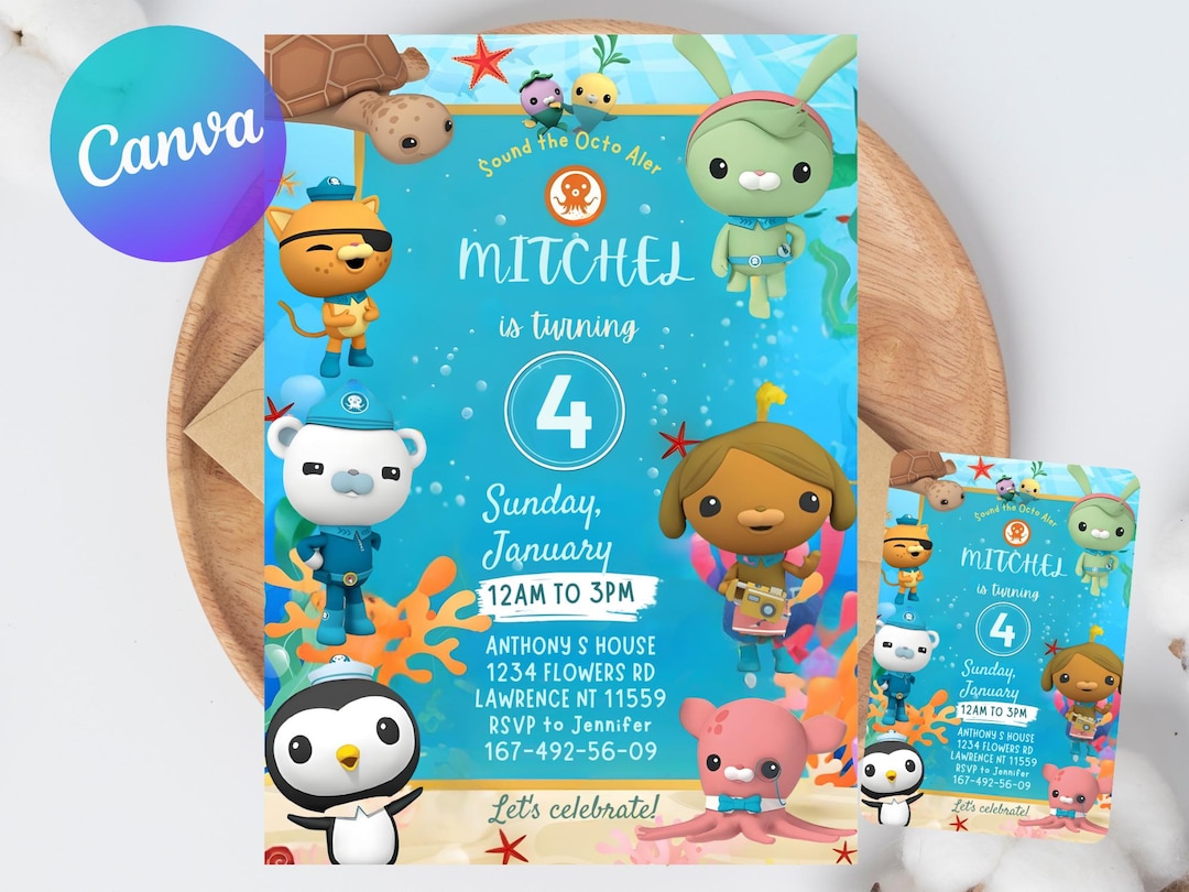 Editable the Octonauts Birthday Invitation Template, Printable Birthday ...