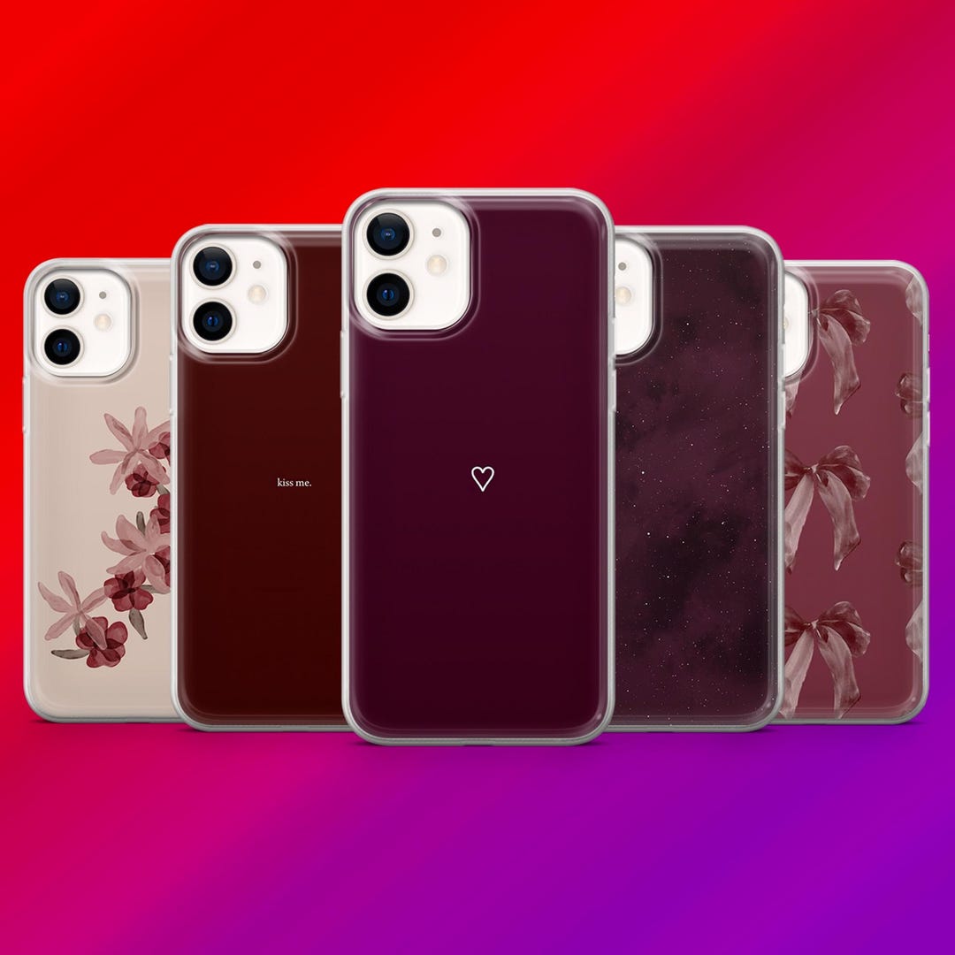 Burgundy Phone Case Dark Red Maroon Minimalist Cover for iPhone 17,16 ...