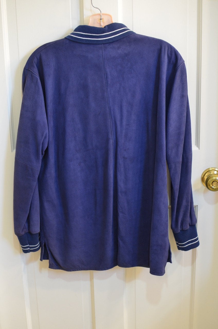Vintage 1980s Char and Sher Designs Blue Suede Shirt Womens Size Small ...
