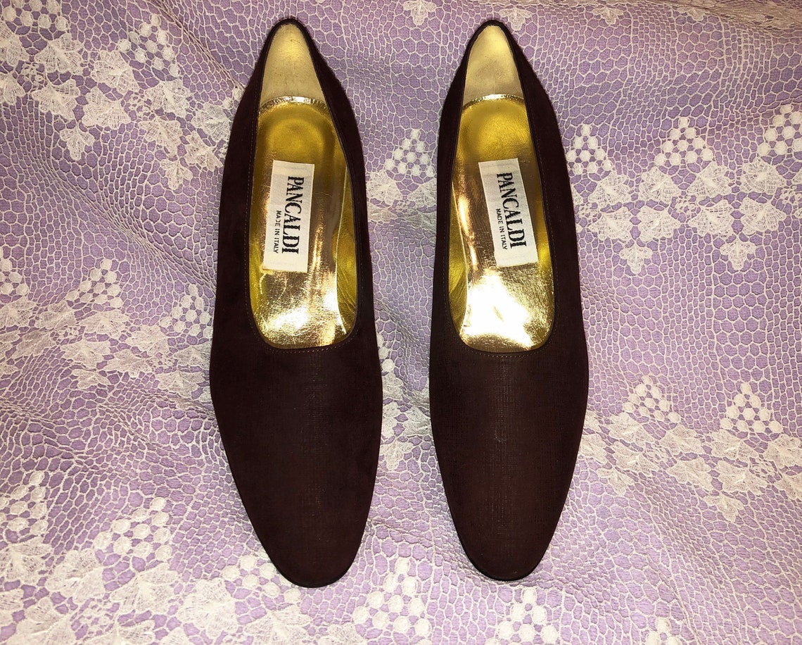 Vintage Pancaldi Italy Chocolate Brown Suede Designer Shoes Size 7 ...