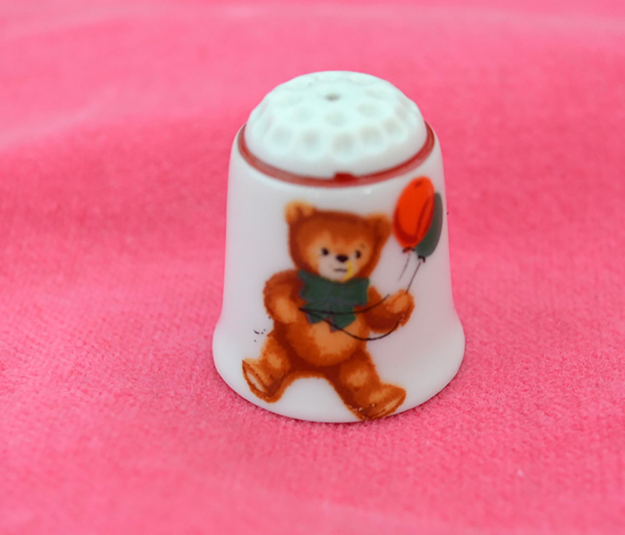 Vintage Reutter Germany Porcelain Teddy Bear With Balloons Thimble - Etsy
