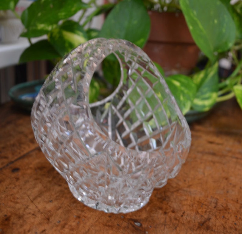 Crystal Diamond Cross Hatch Cut Glass Basket - Etsy