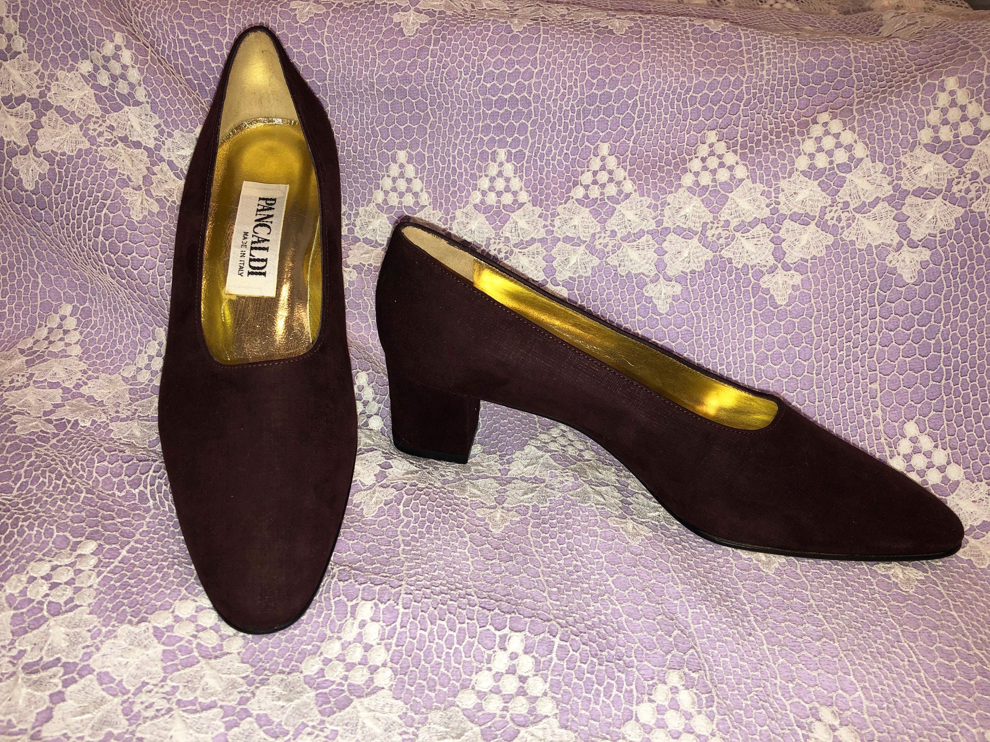 Vintage Pancaldi Italy Chocolate Brown Suede Designer Shoes Size 7 ...