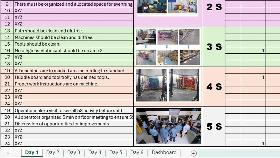 5S Audit Sheet | 5S Scorecard Excel Template, Lean Management Checklist ...