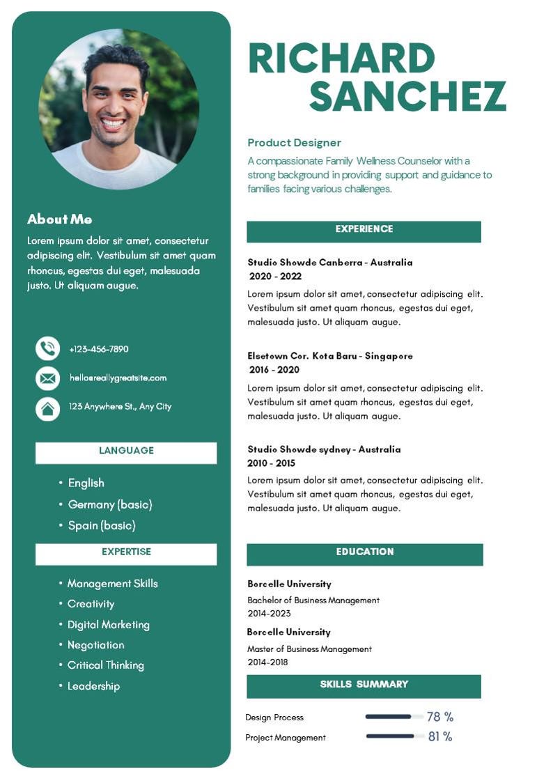 Professional CV Resume Bundle | 10 Editable Resume Templates | Modern ...