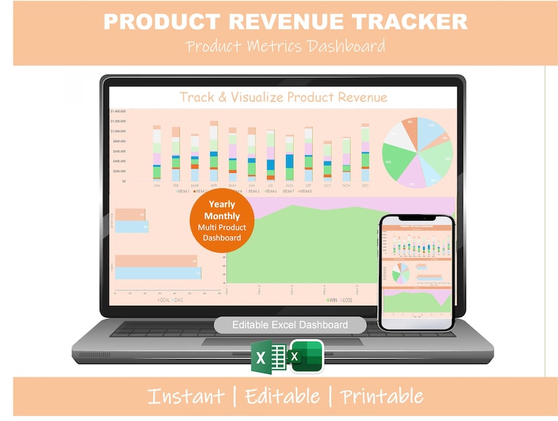 Buy Product Revenue Tracker Dashboard | Small Business Excel Template ...