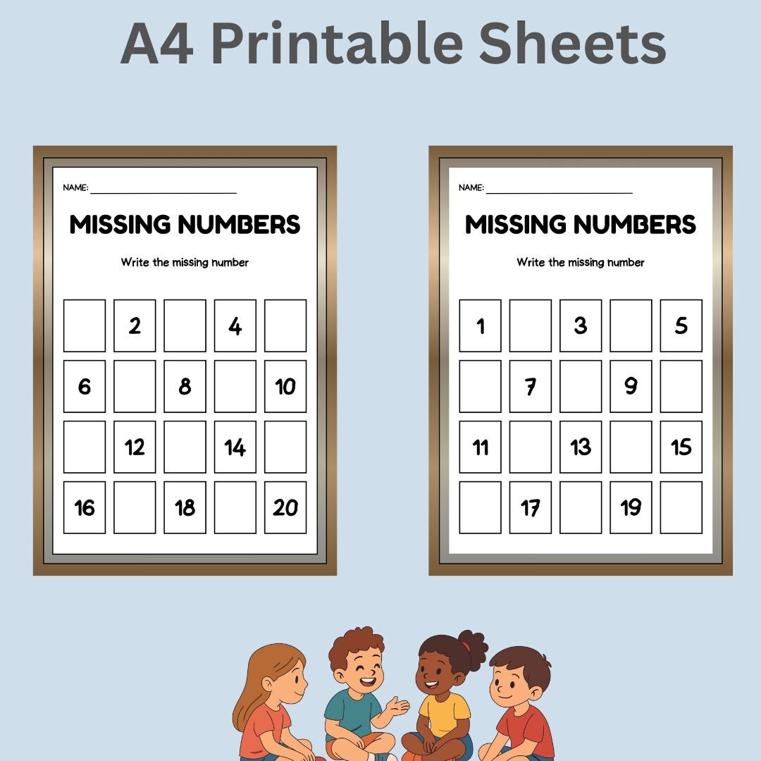 Missing Numbers Worksheet A4 Printable | Number Sequencing Even & Odd ...