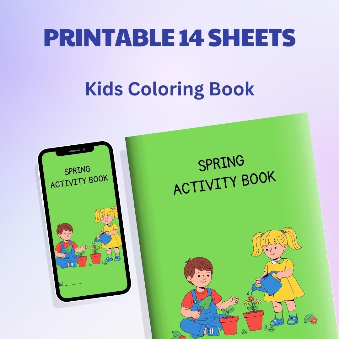 Spring Activity Book for Kids | Printable Coloring Book | Instant ...