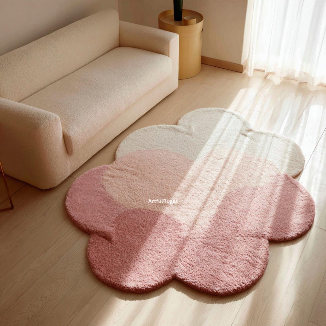 Pink Flower Rug | Floral Carpet for Living Room, Bedroom & Nursery ...