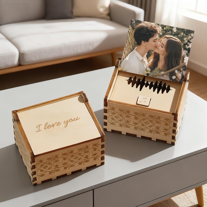 Personalized Wooden Photo Music Box - Custom Song/tune/voice, Engraved ...