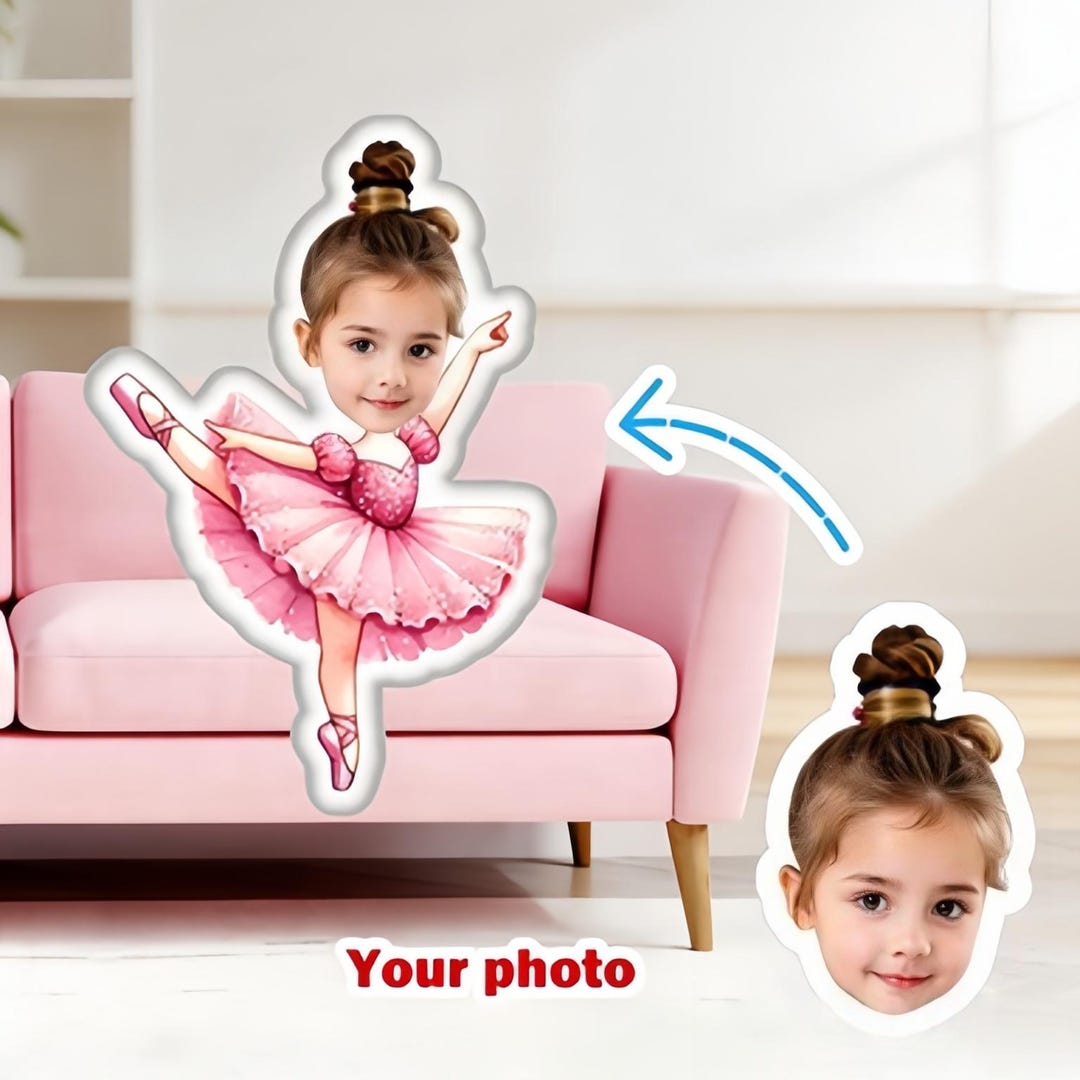 Personalized Photo Ballet Girl Humanoid Pillow – Custom Pink Plush Toy ...