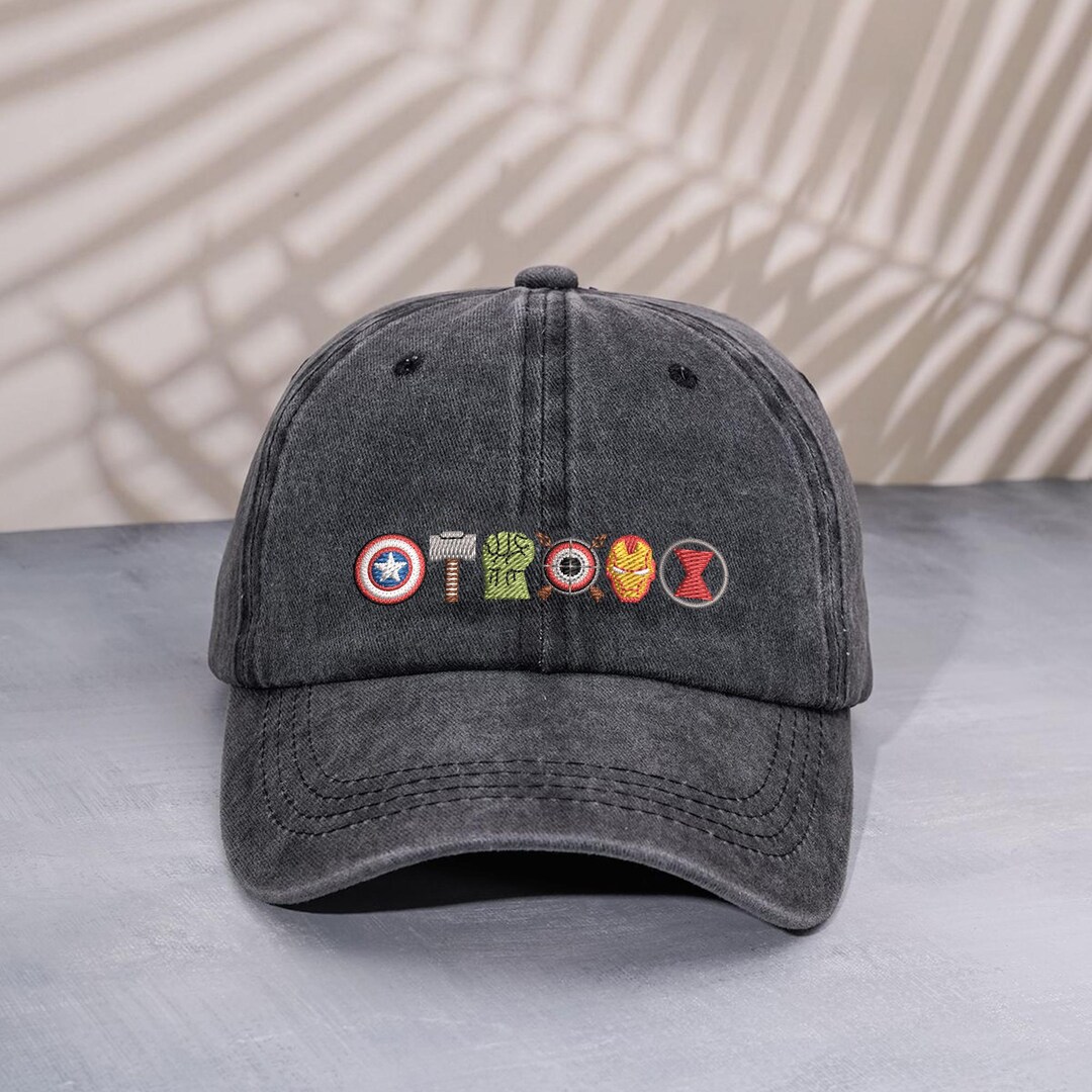 Embroidered Avengers Symbols Baseball Cap, Vintage Marvel Superhero ...