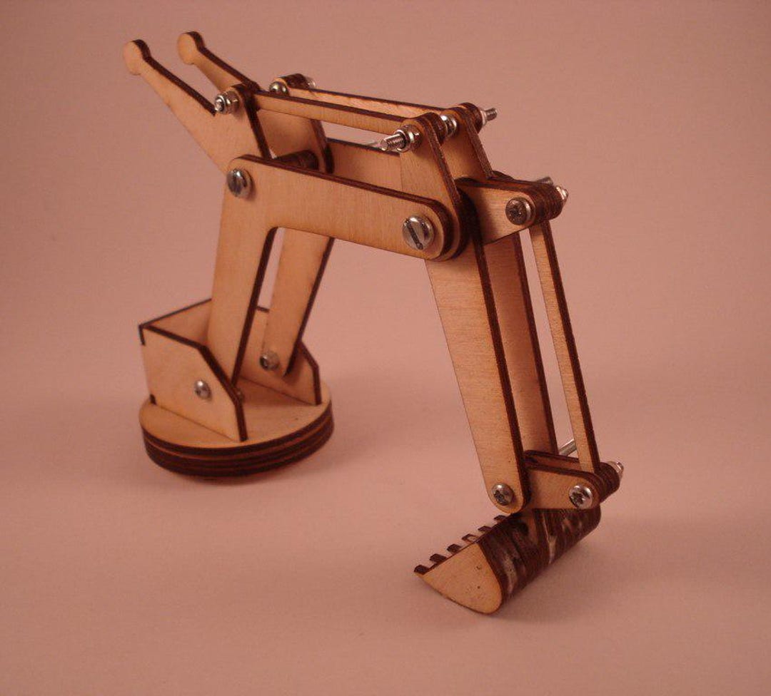 Laser Cut Excavator Arm Model SVG File, Articulating Mechanical Toy DXF ...