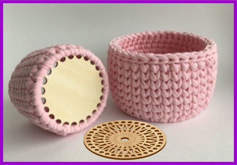 Laser Cut Crochet Basket Base Wooden Bottom Yarn Craft CDR Pattern ...