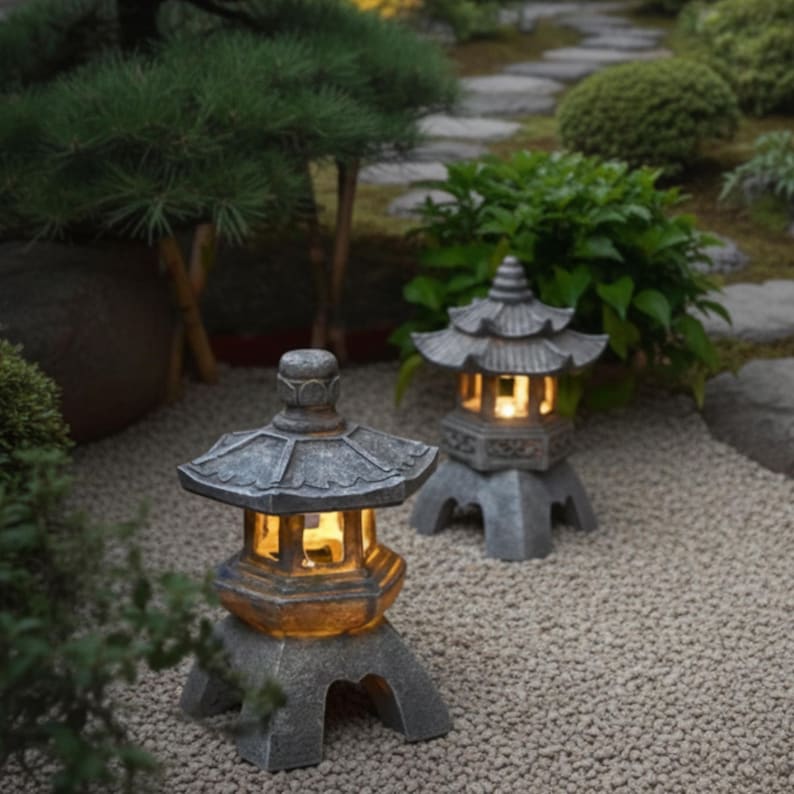 Japanese Pagoda Solar Lantern, Zen Garden Light, Outdoor LED Garden ...