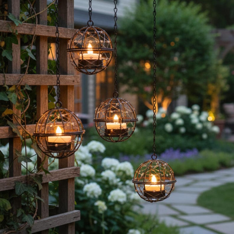 Hanging Solar Lanterns Outdoor, Waterproof Garden Solar Lights Set of 4 ...