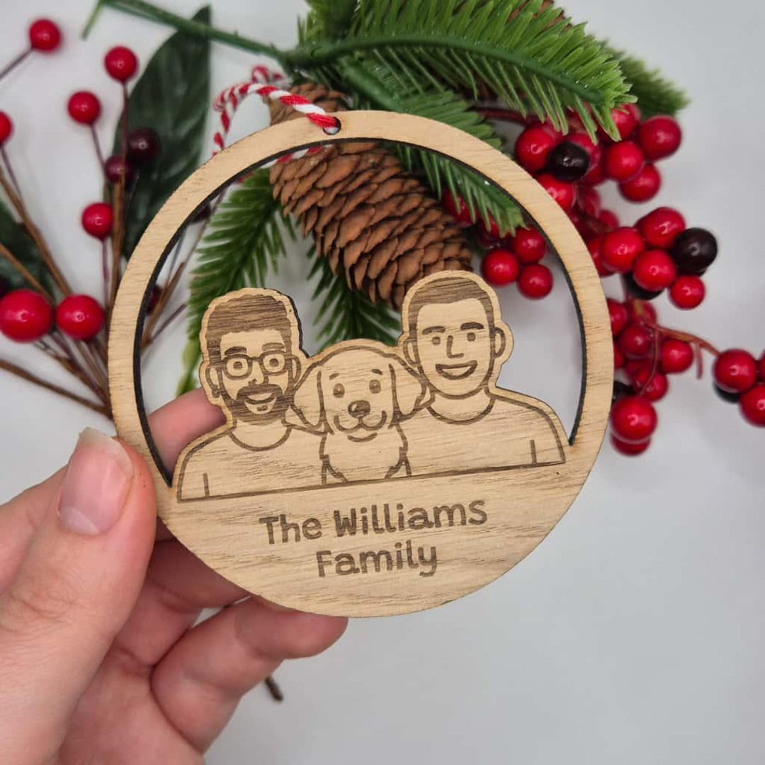 Personalised Engraved Couple Bauble, Christmas Tree Family Decoration ...