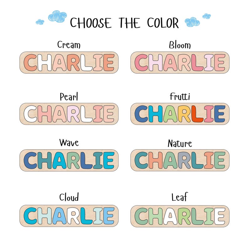 Wooden Name Puzzle With Elements: Lion, Bear, Train, Mountain - Etsy