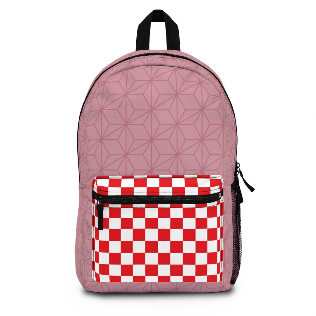 Kimetsu - Nezuko Inspired Pink Hemp-leaf Pattern Backpack | Japanese ...