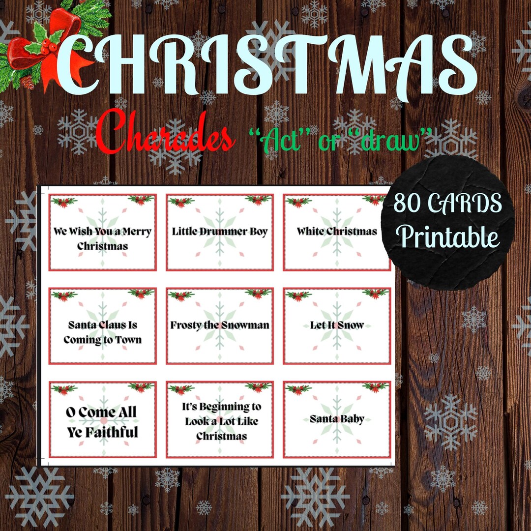 Printable Charades Game | 80 Christmas Cards (digital Download) - Etsy UK