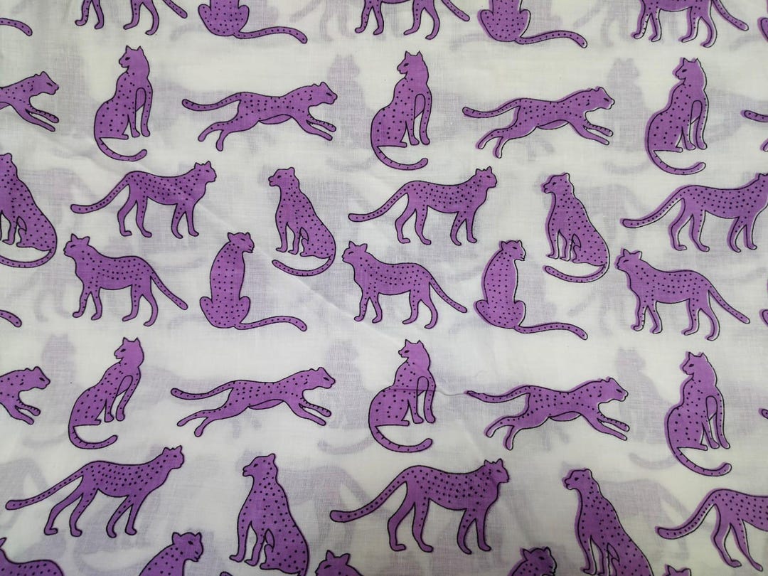 Hand Block Jungle Cheetah Print, Pure Cotton Jaipur Fabric by the Yard ...
