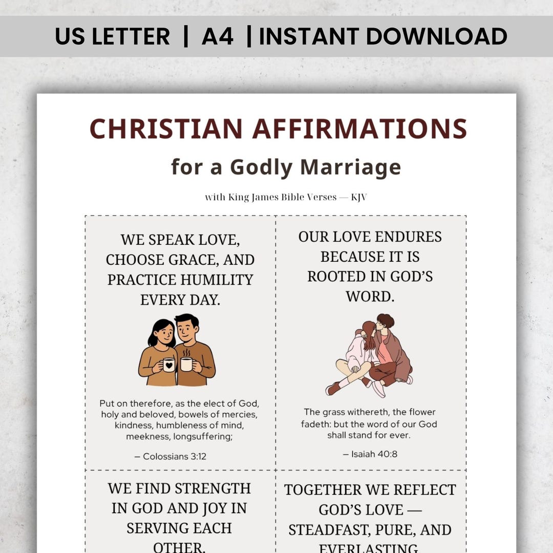 Christian Affirmations for a Godly Marriage | KJV Bible Verse Printable ...