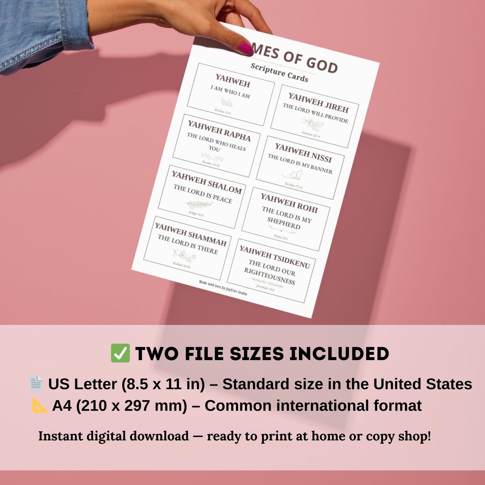 Names of God Scripture Cards Printable, 24 Bible Name Cards, Christian ...