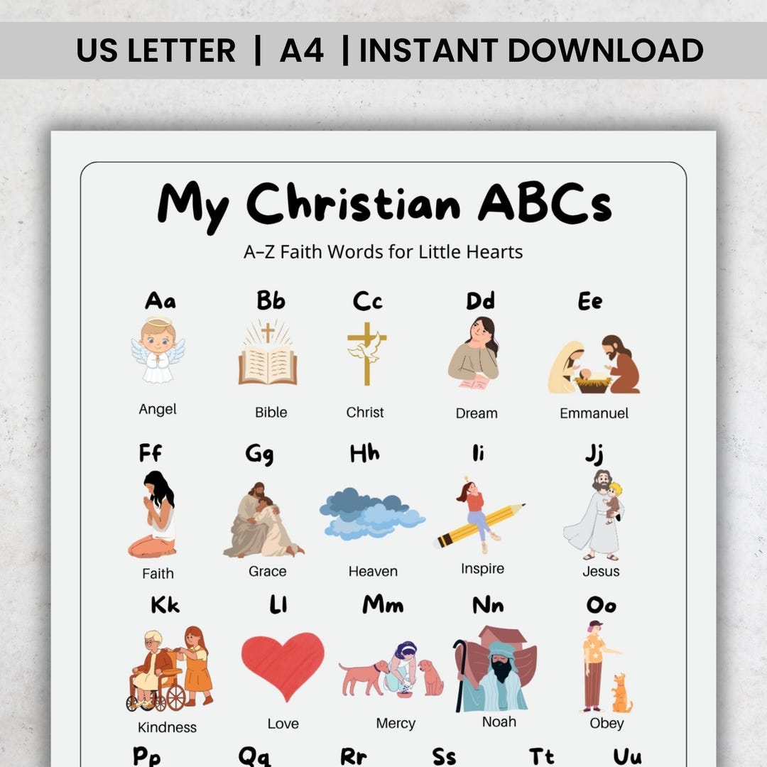 My Christian Abcs Printable | Bible Alphabet Poster for Kids ...