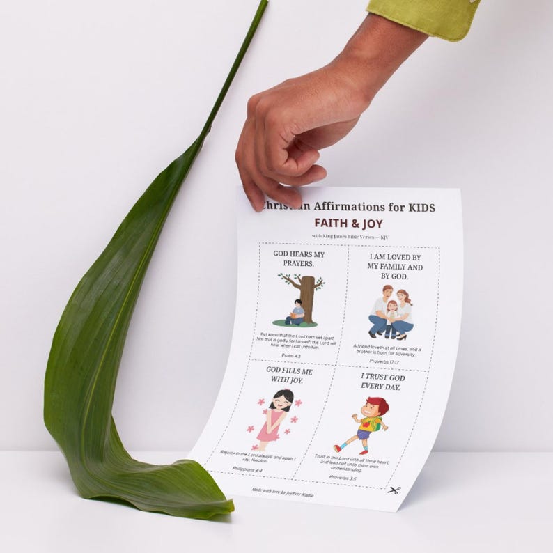 Bible Verse Cards for Kids | Christian Affirmations KJV Printable ...