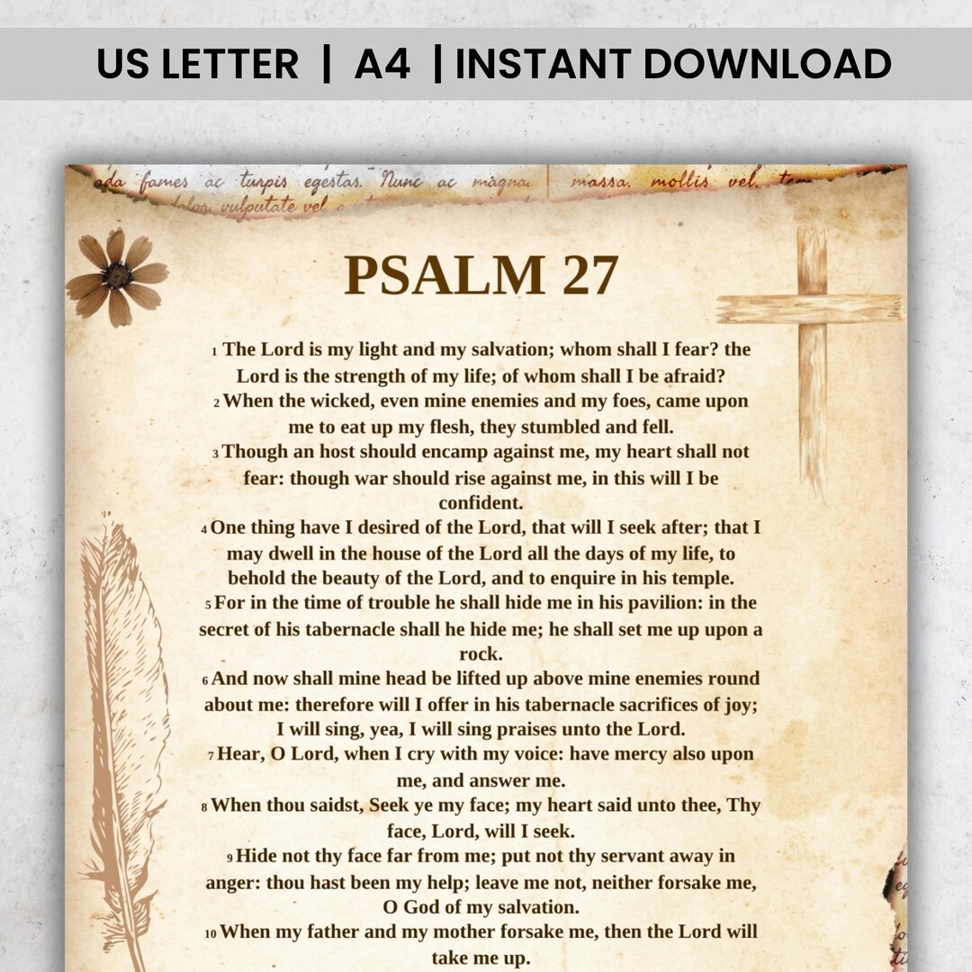 Psalm 27 Printable Wall Art | “the Lord is My Light and My Salvation ...