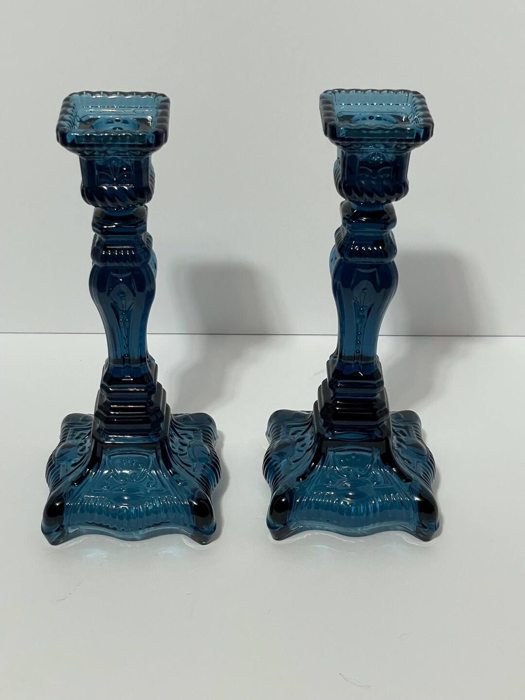 Vintage Cobalt Blue Glass Candle Holder - Etsy