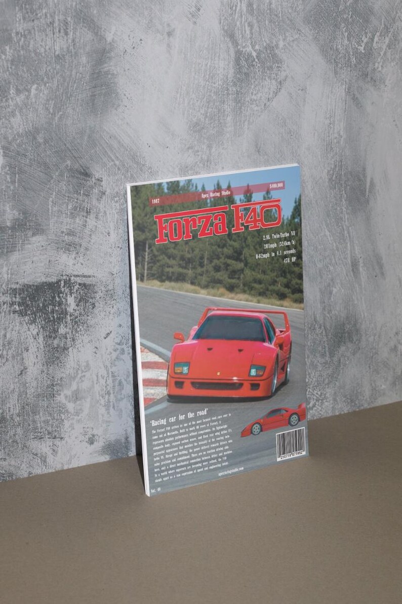 Ferrari F40 Poster | Magazine Cover Retro Vintage | Forza F40 Premium ...