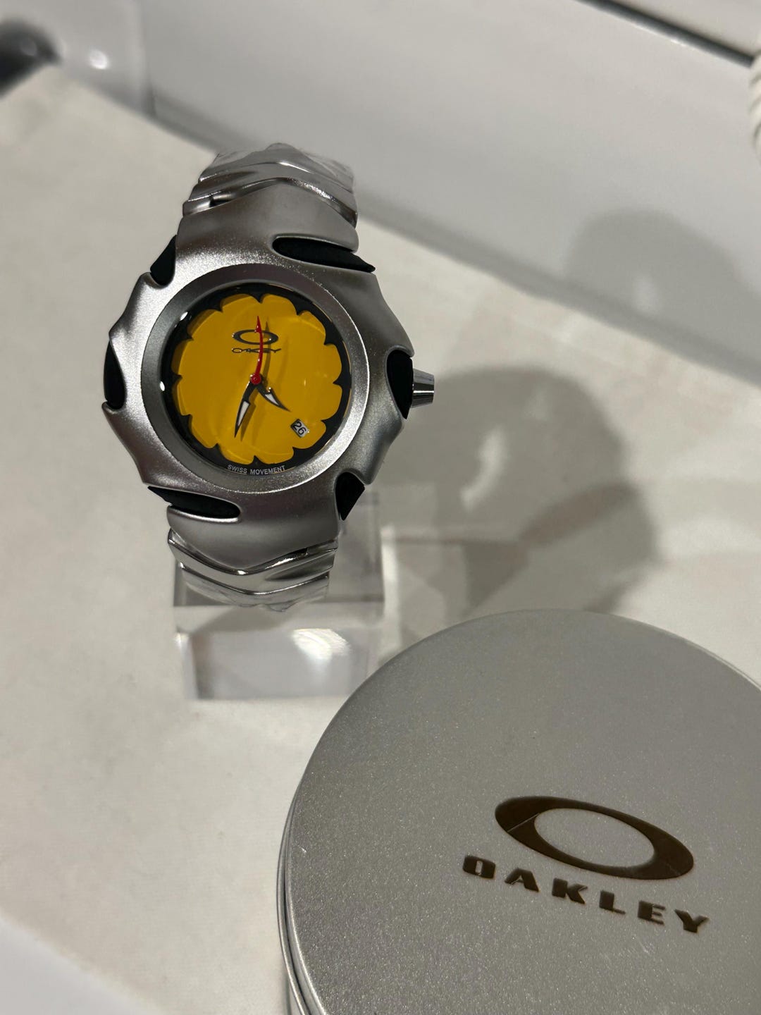Custom Oakley Y2K Futuristic Metal Wristwatch Yellow Dial With Matte ...