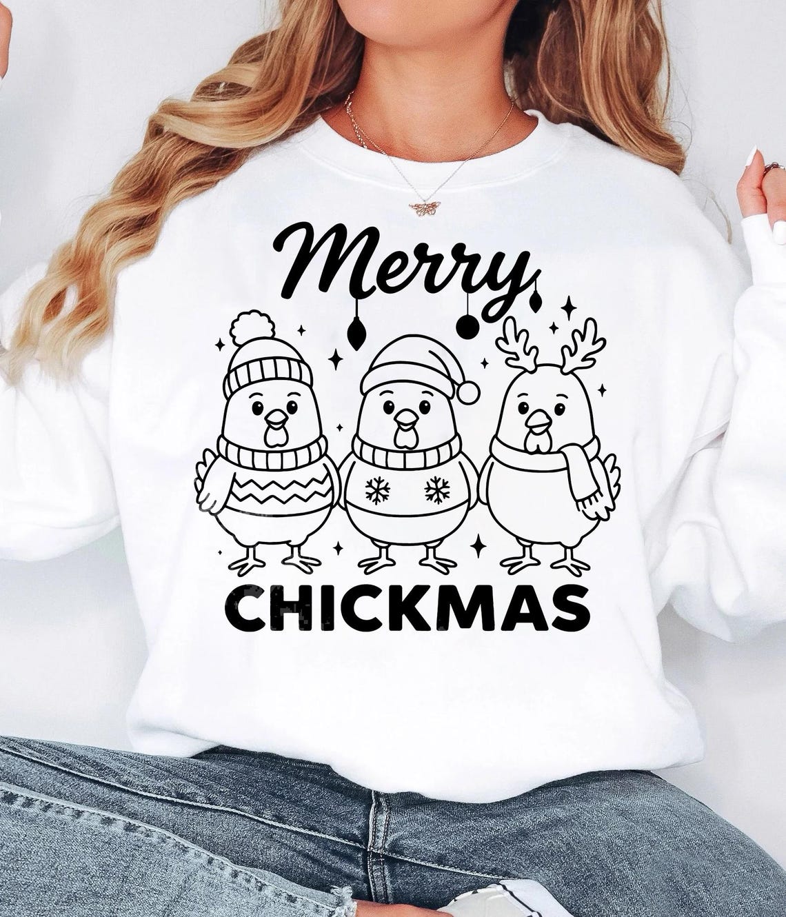 Merry Chickmas Outline SVG PNG – Christmas Chicken Svg – Farm Holiday ...