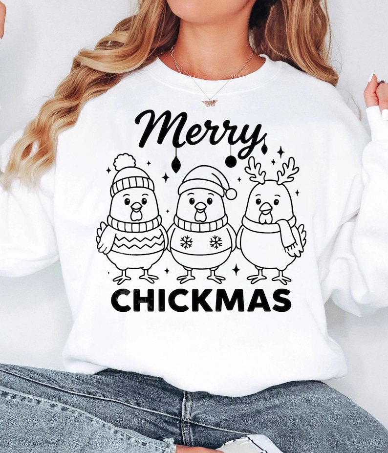 Merry Chickmas Outline SVG PNG – Christmas Chicken Svg – Farm Holiday ...