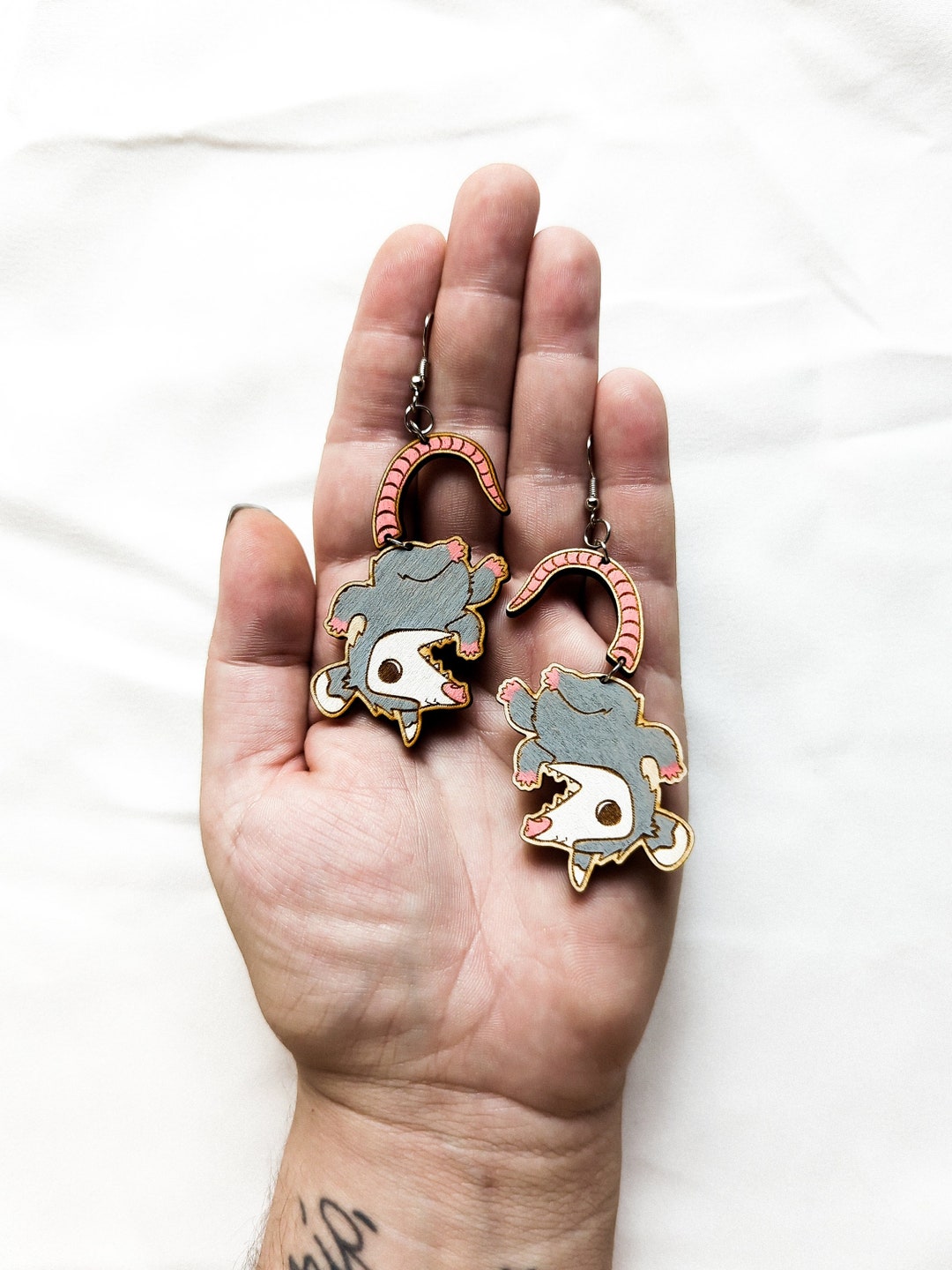 Opossum Earrings | Cute Hanging Possum Dangles | I Love a Trash Cat ...
