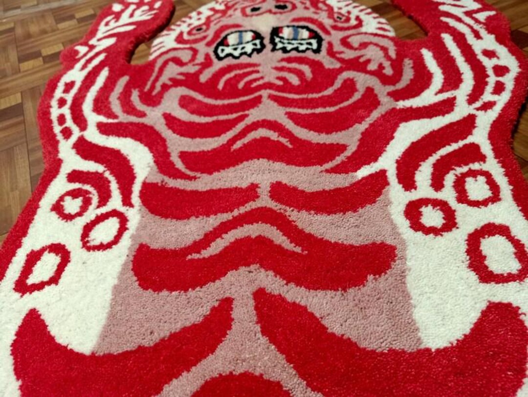 Handmade Monkey Rug | Red Tufted Carpet, Funky Kids Decor - Etsy