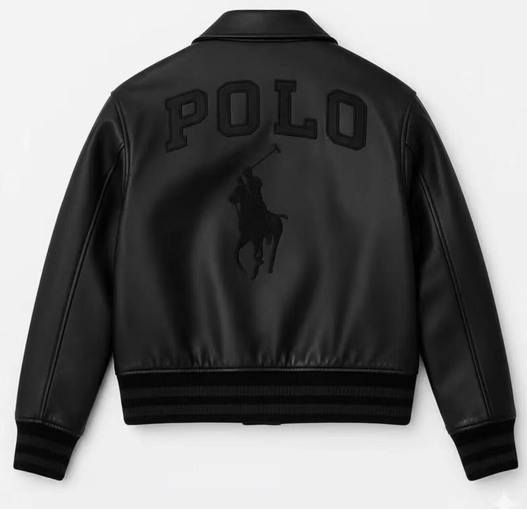 Polo Ralph Lauren Real Leather Bomber Biker Jacket, Men's Black Bike ...